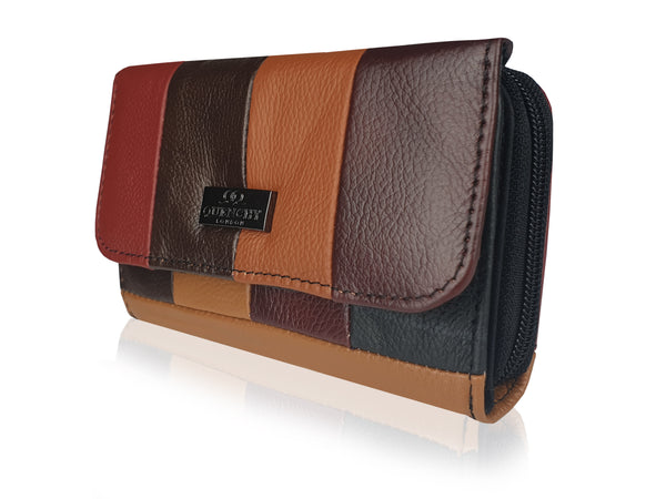 Real Leather Womens Large Purse Multi Coloured, Designer RFID Blocking ...